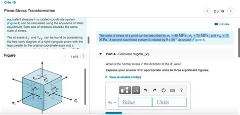 Solved Equivalent Stresses In A Rotated Coordinate System
