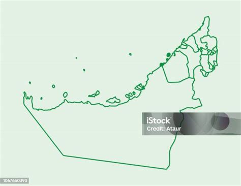 녹색 라인 상태 또는 밝은 배경에 부품의 아랍 에미리트 연방 또는 아랍 에미리트 연방 지도 0명에 대한 스톡 벡터 아트 및 기타