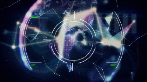 Digital World Map And Data Visualization Animation Over Abstract