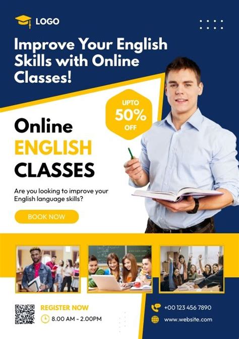 Online English Classes Course Flyer