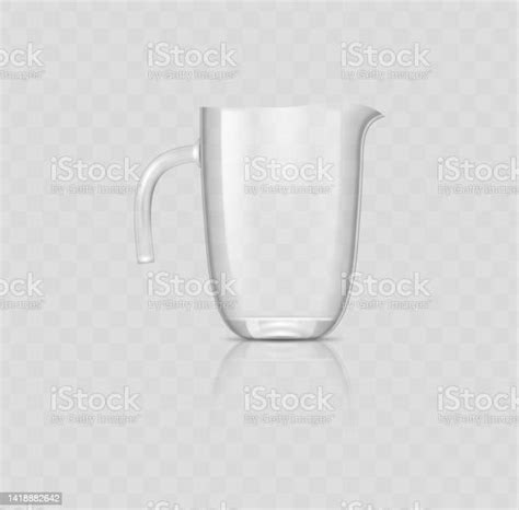 유리 주전자 3d 현실적인 아이콘 핸들이 있는 빈 투수 차가운 음료를위한 주방 유리 제품 품목 0명에 대한 스톡 벡터 아트 및