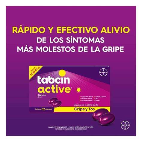 Tabcin Active Rápido Alivio De La Gripe Y Tos Caja Con 12 Cápsulas