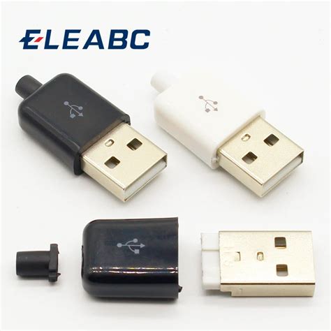 개 몫 DIY USB 남성 어셈블리 어댑터 커넥터 플러그 소켓 블랙 화이트 커넥터 AliExpress