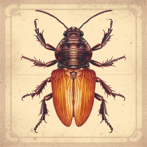 Premium Ai Image Vintagestyle Cockroach Illustration With Rustic Texture And Retro Filters