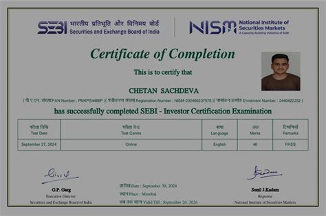 Chetan Sachdeva On Linkedin Thrilled To Share That Ive Successfully Completed The Nism Sebi…