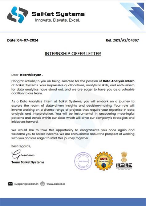 R Karthikeyan On Linkedin Dataanalysis Internship Saiketsystem