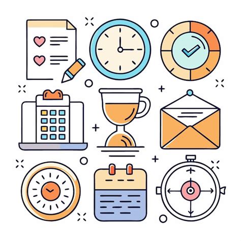 Colorful Time Management And Scheduling Icons Premium Ai Generated Vector