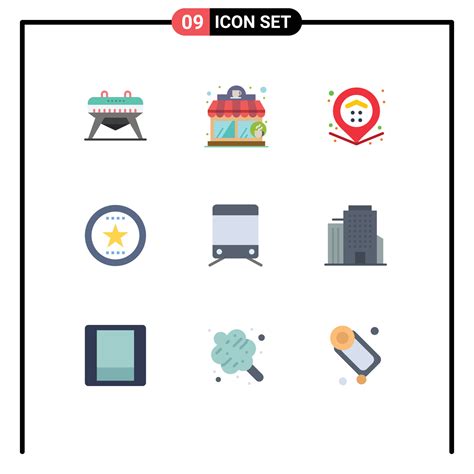9 Universal Flat Colors Set For Web And Mobile Applications Transport Sign Property Star