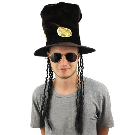 Slash Style Brown Velour Hat With Attached Hair Cazaar
