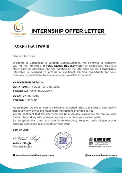 Fullstackdeveloper Webdevelopment Remoteinternship Learningandgrowing Kritika Tiwari