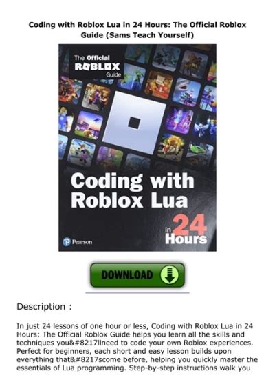 [download]pdf Coding With Roblox Lua In 24 Hours The Official Roblox