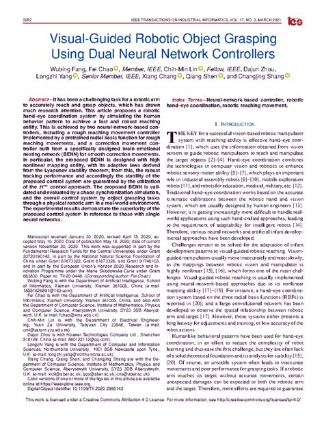 Visual Guided Robotic Object Grasping Using Dual Neural Network Controllers 2282 Ieee