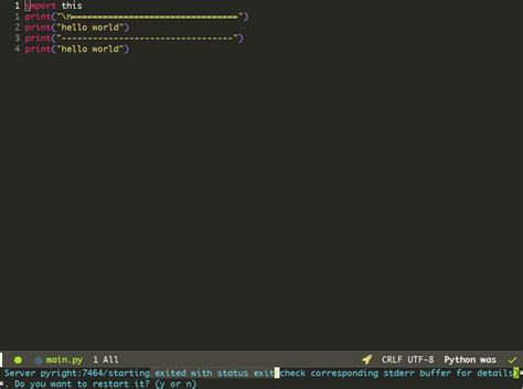 lsp pyright 提示 “server pyright 84540 starting exited with status exit