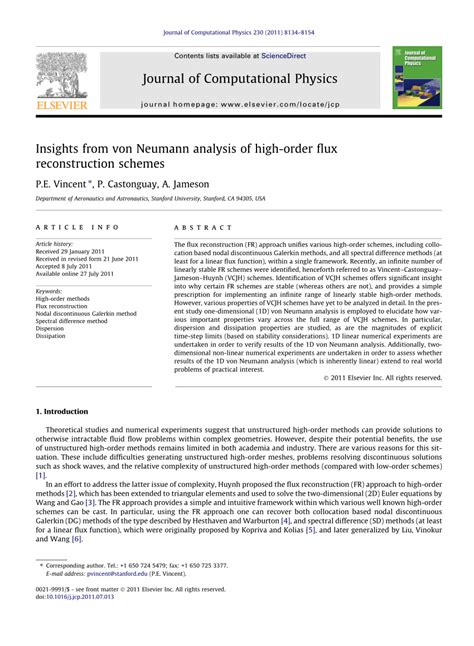 Pdf Insights From Von Neumann Analysis Of High Order Flux Reconstruction Schemes