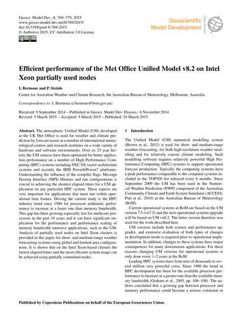 Pdf Efficient Performance Of The Met Office Unified Model V82 On Intel Xeon Partially Used Nodes