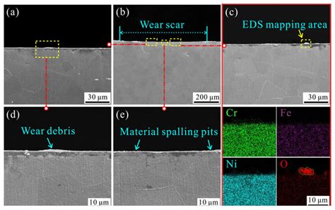 Sem Cross Section Micrographs Of Wear Scar A E And Eds C Under The