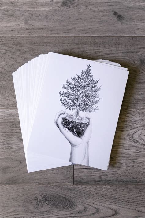 Surrealistic Hand Holding A Tree ILLUSTRATION PRINT X Inches Creative Nature Artwork