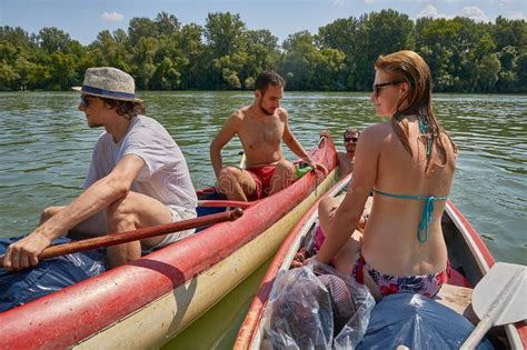 Canoeing On A River Girl In The Boat Stock Image Image Of Scenery