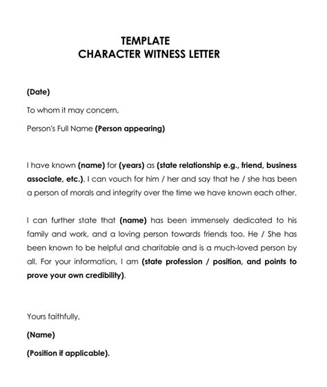 Character Witness Letters For Court 20 Examples