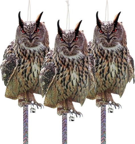 Lifreer Owl To Keep Birds Away 3pcs Bird Scarer Fake Owl Reflective