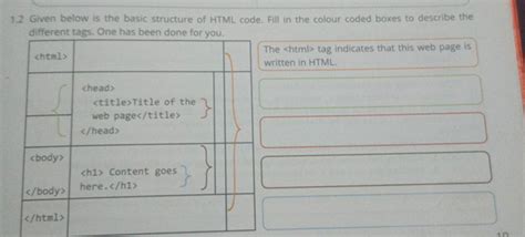 12 Given Below Is The Basic Structure Of Html Code Fill In The Colour C