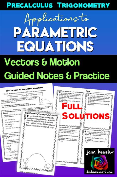 Parametric Equations Applications With Motion And Vectors Parametric Equation Precalculus