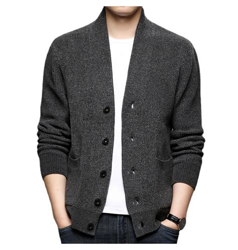 프리마켓탄현 남성 브이넥 카디건 키작남 울 캐주얼 싱글 Ho4 박시 스웨터 시니 니트 얇은 가을 코트 티몬