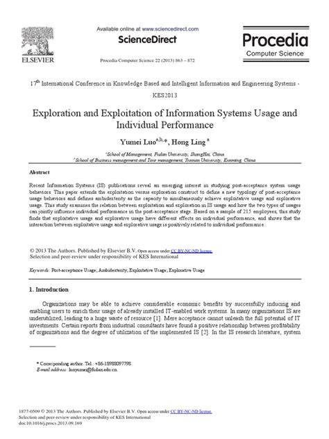 Exploration And Exploitation Of Information Systems Usage Pdf Cognitive Science Cognition