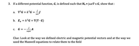 Solved If A Different Potential Function G Is Defined Chegg
