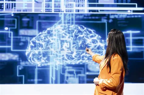 It Technician Explaining Impact Of Ai Technology At Event Using Ar Visualization Stock Image