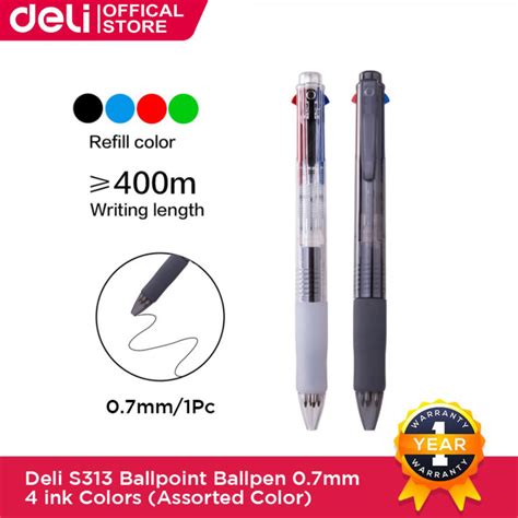 Deli Ballpoint Ballpen 07mm 4 Ink Colors 1pc S313 Lazada Ph