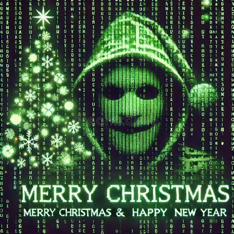 A Picture Of A Hacker Wearing A Christmas Hat And The Words Merry