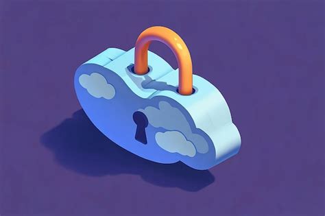 Isometric Cloud With Lock And Keyhole Premium Ai Generated Image
