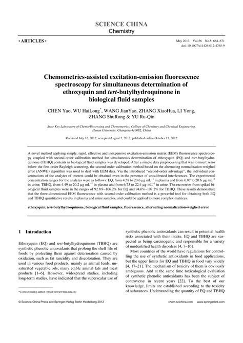 Pdf Chemometrics Assisted Excitation Emission Fluorescence Spectroscopy For Simultaneous