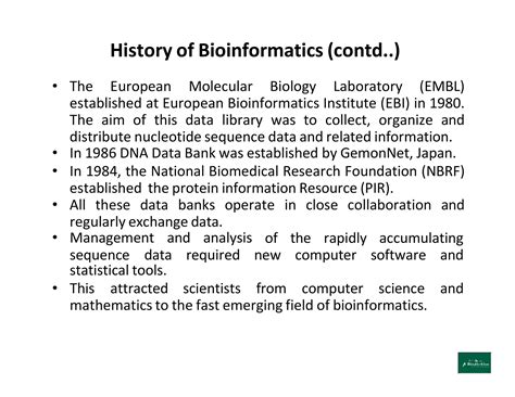 Bioinformatics History Of Bioinformatics Components Of Bioinformatics