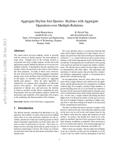 pdf aggregate skyline join queries skylines with aggregate