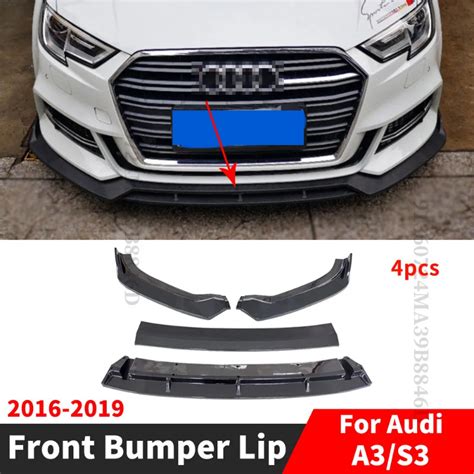 Front Bumper Lip Guard Chin Deflector For Audi A3 S3 2016 2017 2018