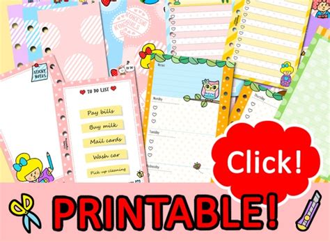 New Item Printable Kitty Tabs And Stickers Filofax Love