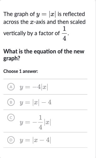 Solved The Graph Of Y X Is Reflected Across The X Axis And Then