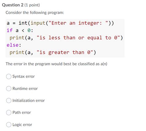 Solved Question Point Consider The Following Program Chegg