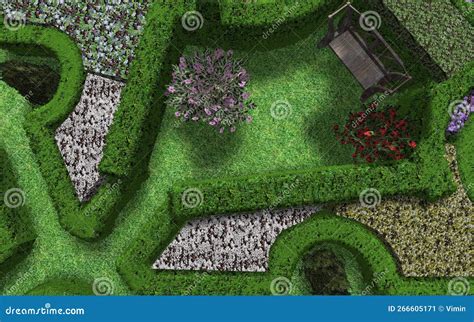 3d Image Of Landscape Design Of A Personal Plot Clipped Hedge Garden