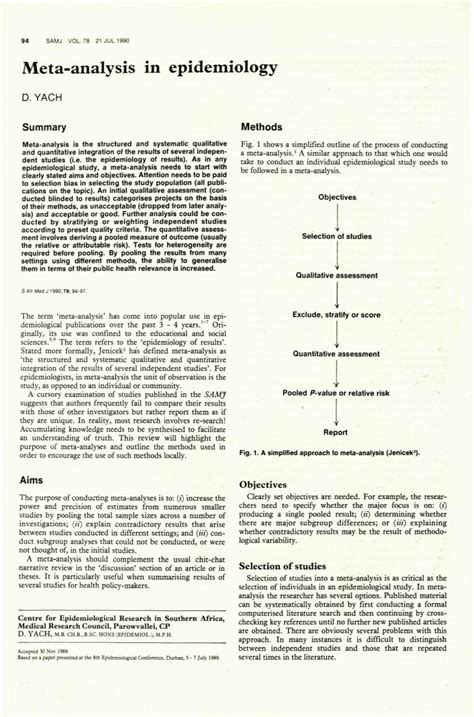 Pdf Meta Analysis In Epidemiology
