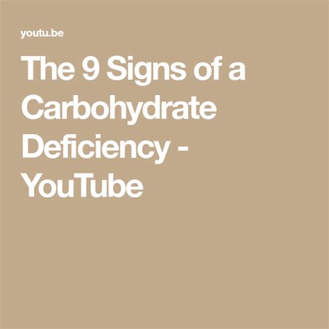 The Signs Of A Carbohydrate Deficiency Youtube In Carbohydrates Signs Youtube