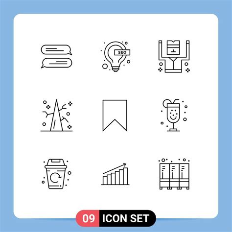 User Interface Pack Of 9 Basic Outlines Of Interface Flag Criminal Winter Thanksgiving Editable
