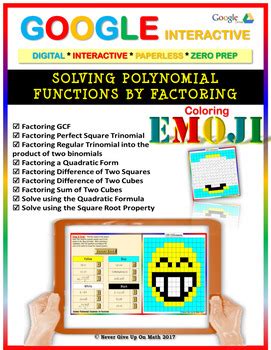 EMOJI Solve Polynomial Equations By Factoring Google Interactive Hard Copy