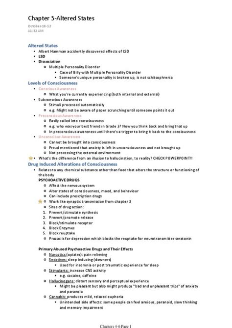 psyc 1010 lecture notes fall 2012 chemical substance dissociative