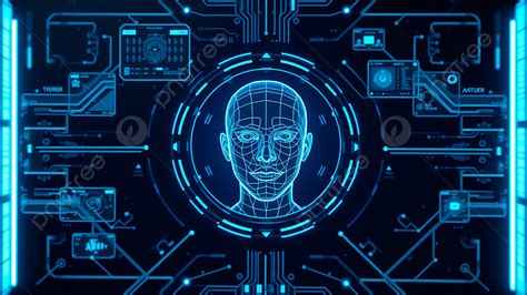 Futuristic Facial Recognition Technology Concept Depicting Biometric Data Analysis And Security