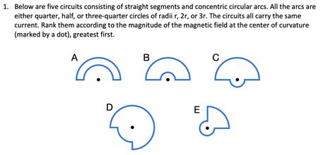 Below Are Five Circuits Consisting Of Straight Segments And Concentric Circular Arcs All The