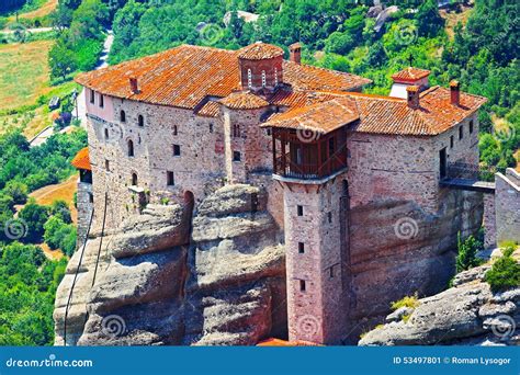 View Of The Holy Monastery Of Rousanou St Barbara Meteora Greece