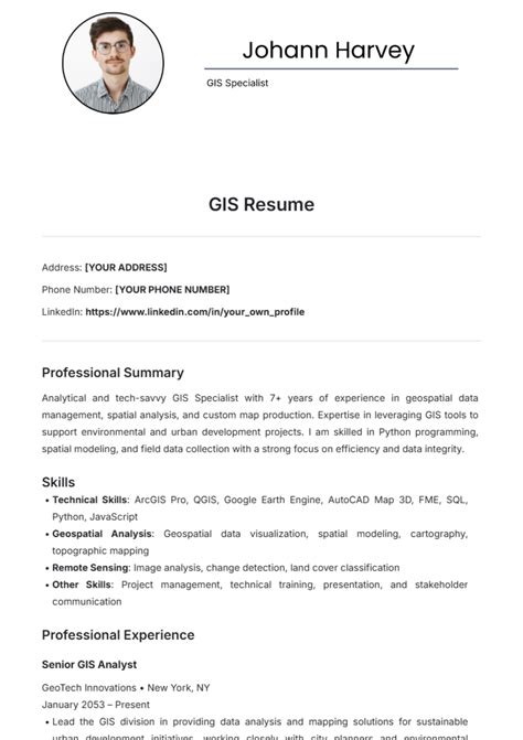 Free Gis Resume Template To Edit Online